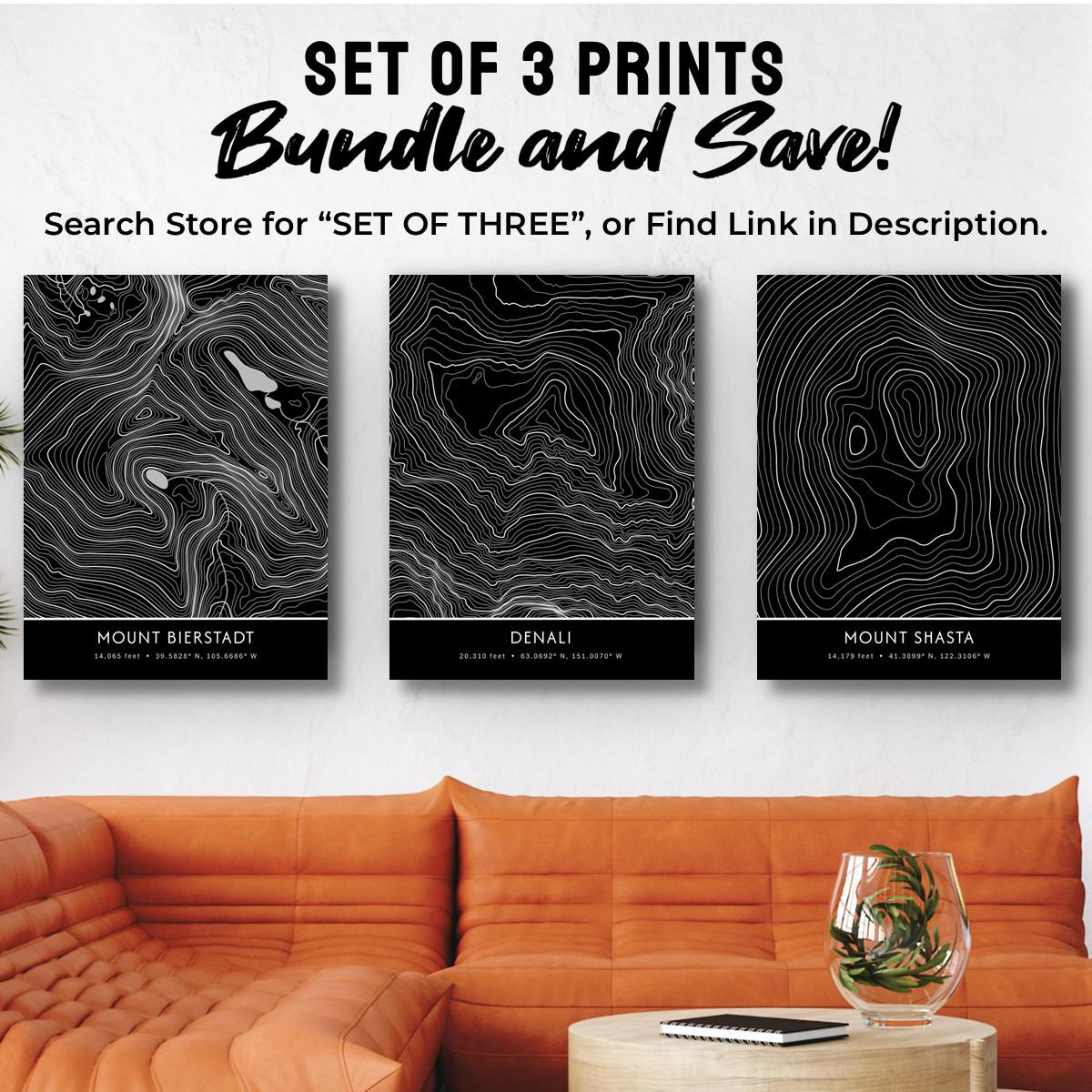 Mount Baker Topo Map, Washington Summit Topography Poster, Custom ...