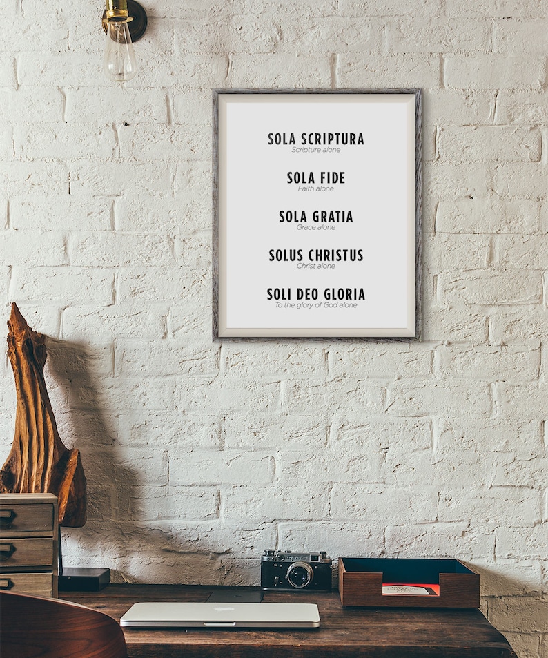5 Solas Print, Five Solas Art Print, Reformed Theology, Sola Gratia ...