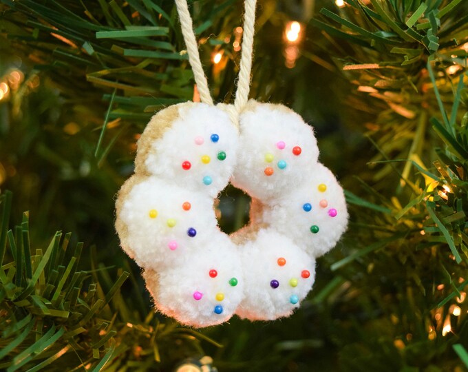 Sprinkle Mochi Donut Pom Pom Christmas Ornament - Etsy