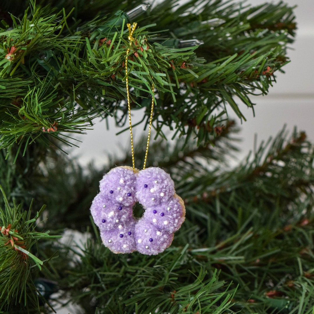 Ube Mochi Donut Pom Pom Christmas Ornament - Etsy