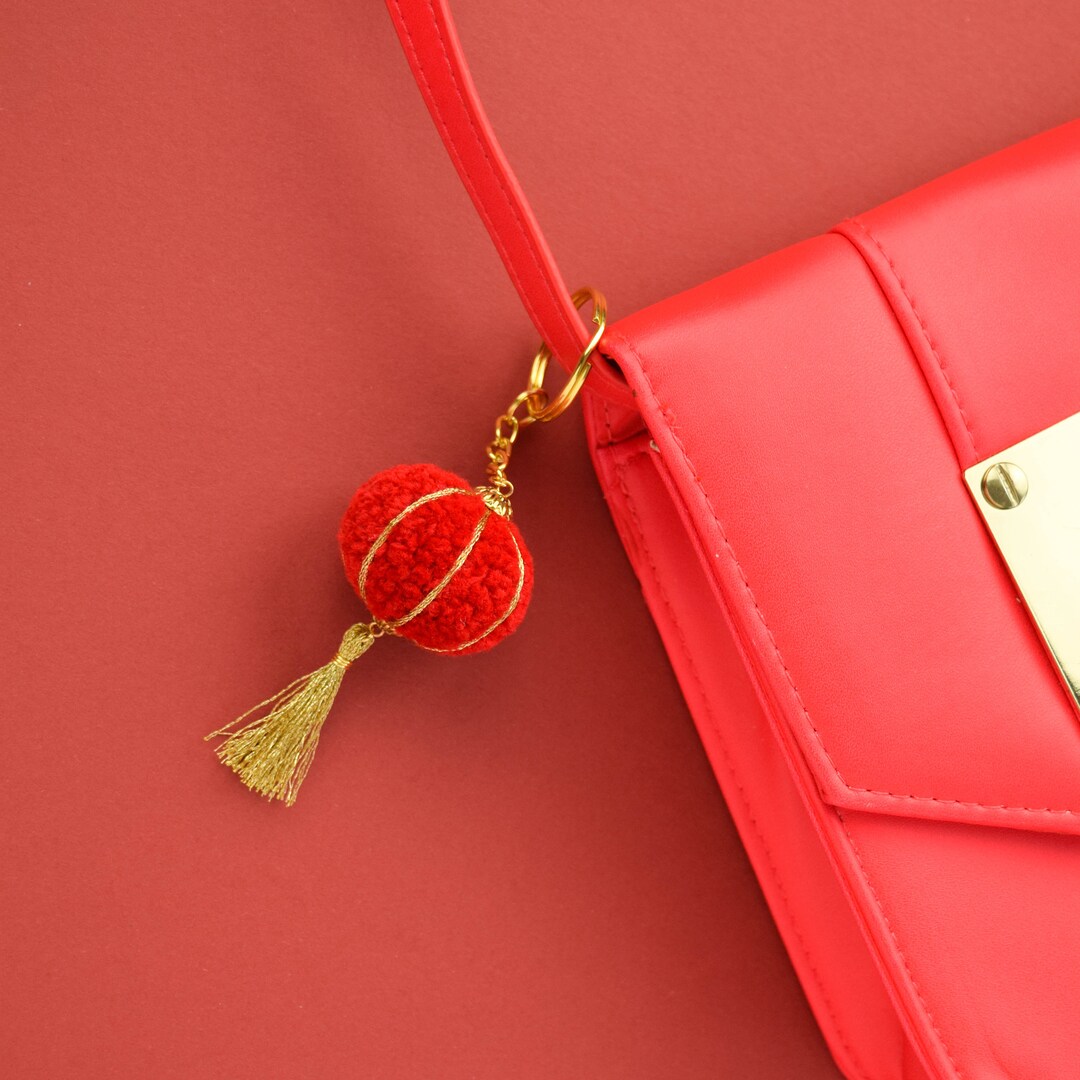 Lunar New Year Red Lantern Pom Pom Keychain - Etsy