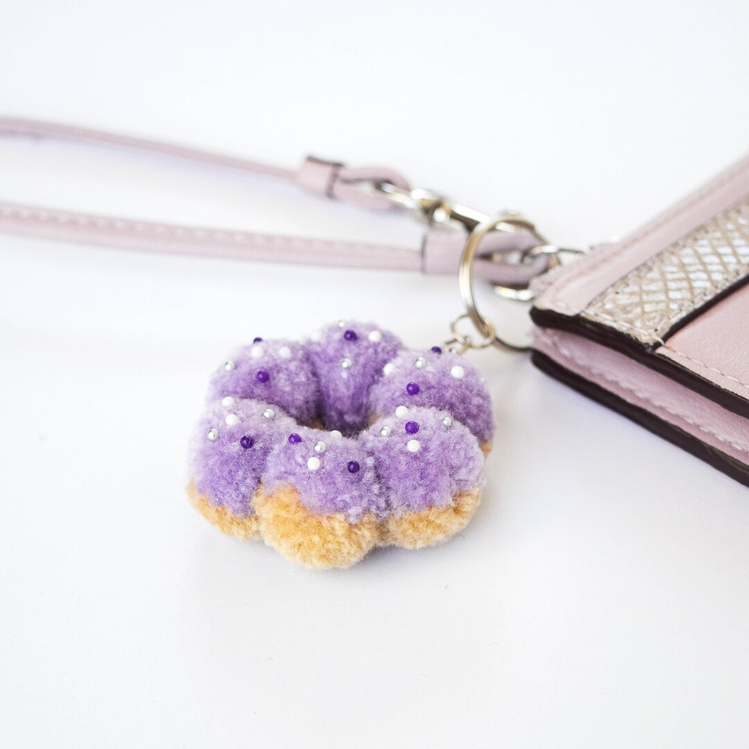 Ube Mochi Donut Pom Pom Keychain - Etsy