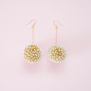 Sesame Ball Dim Sum Pom Pom Earrings - Etsy