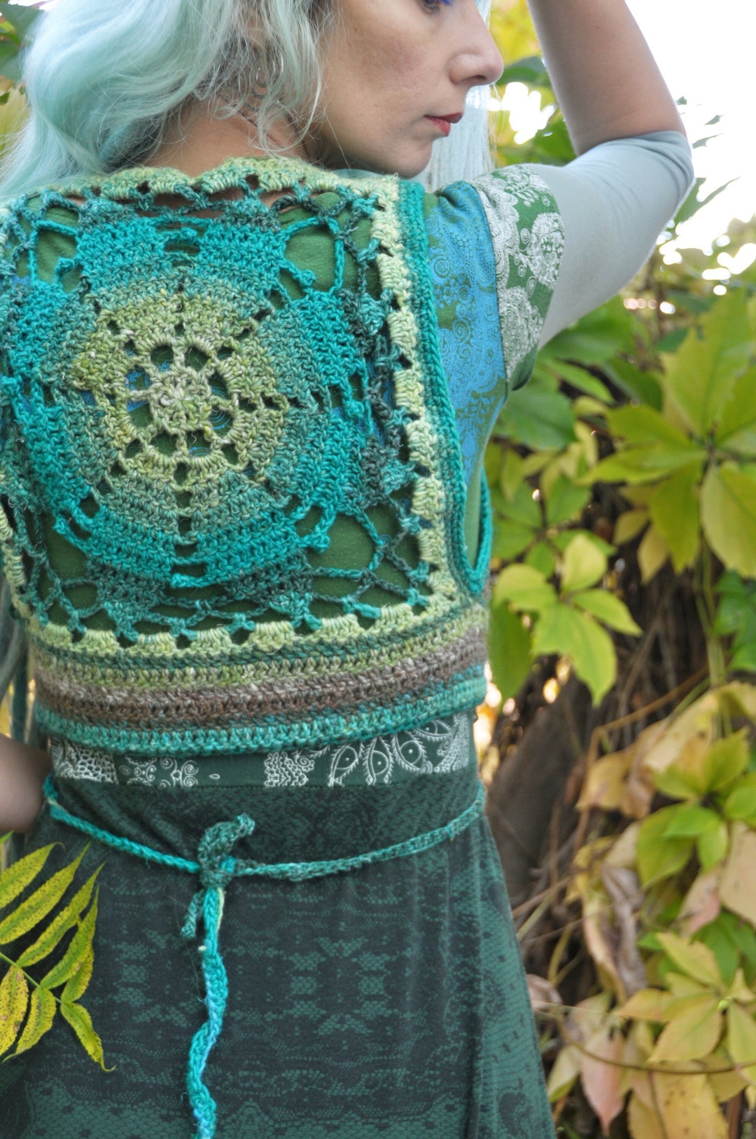 Crochet Mandala Vest, Crochet Wrap Vest, Forest Vest, Hippie Vest ...