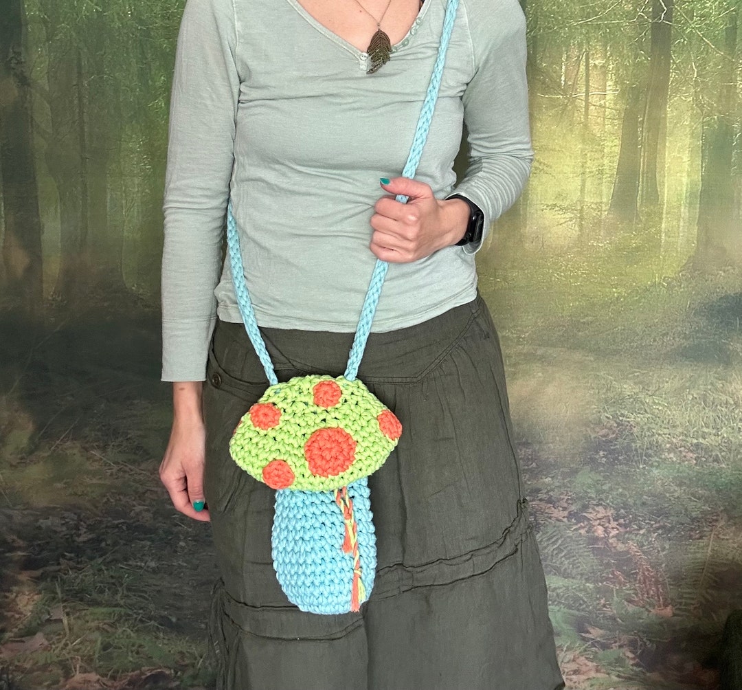 Crochet Mushroom Bag, Cute Fungi Tote, Funny Amanita Satchel, Funky ...