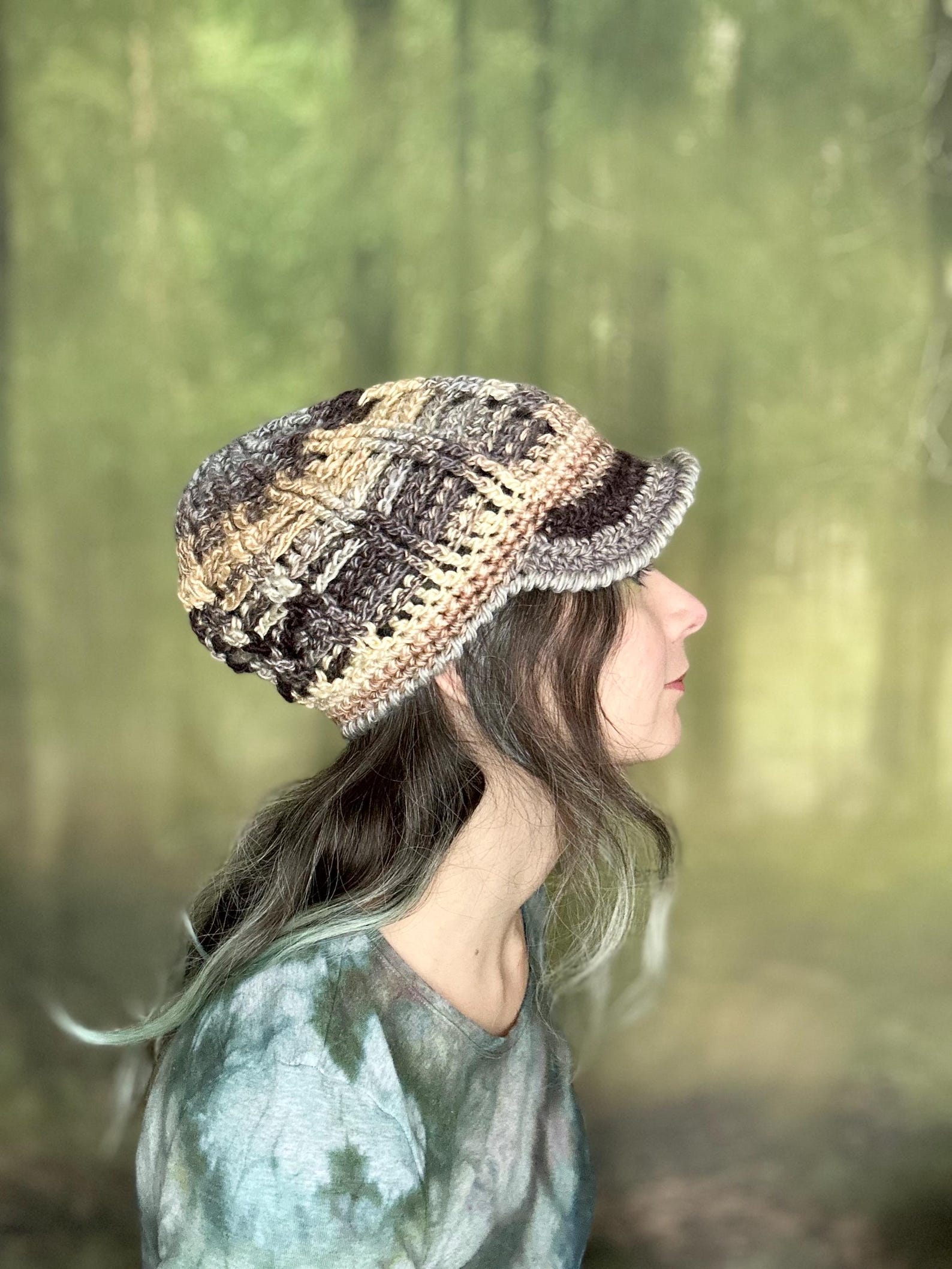 Crochet Hat With Ridgeline Details, Knitted Beanie With Brim, Newsboy ...