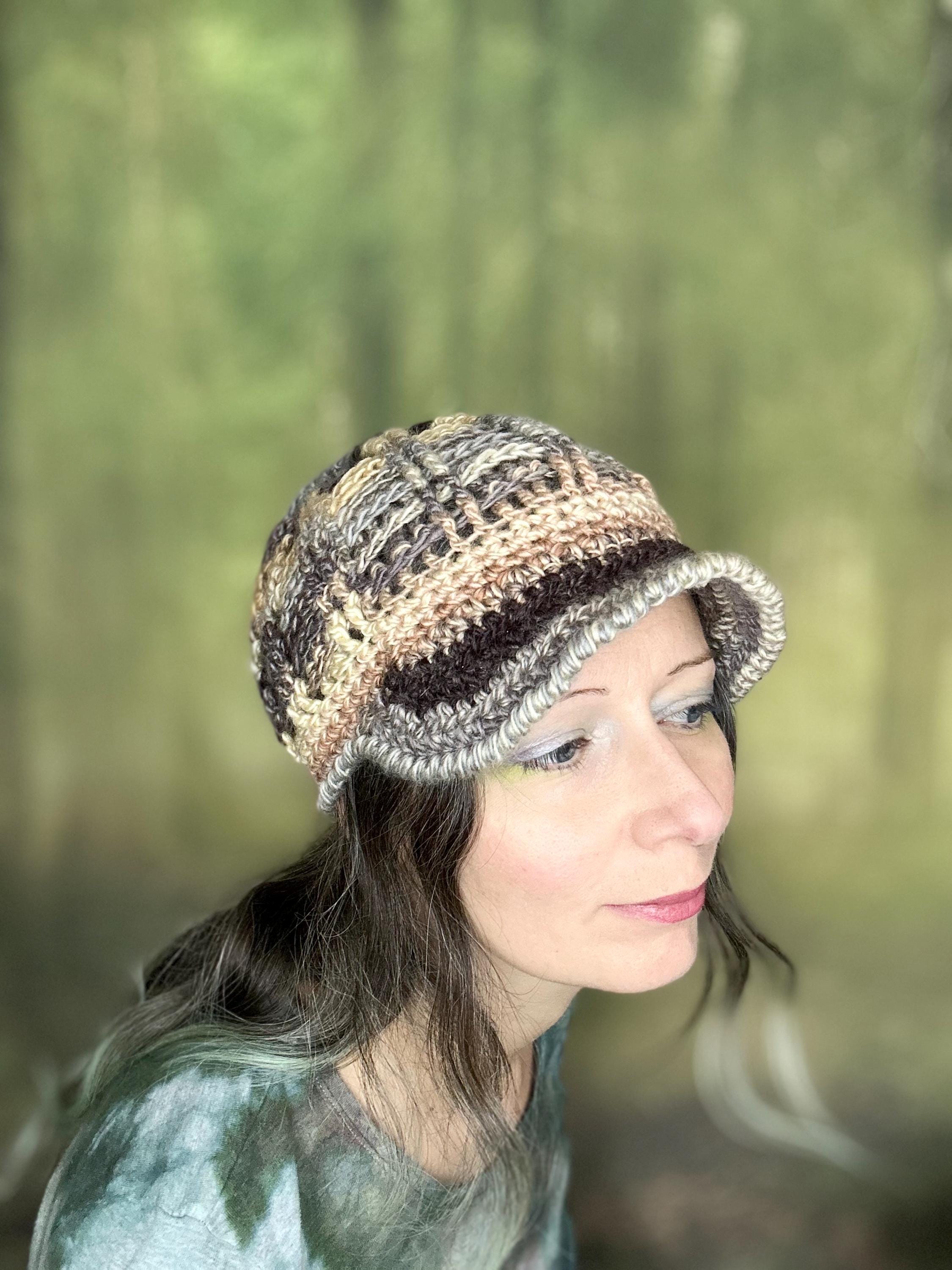 Crochet Hat With Ridgeline Details, Knitted Beanie With Brim, Newsboy ...