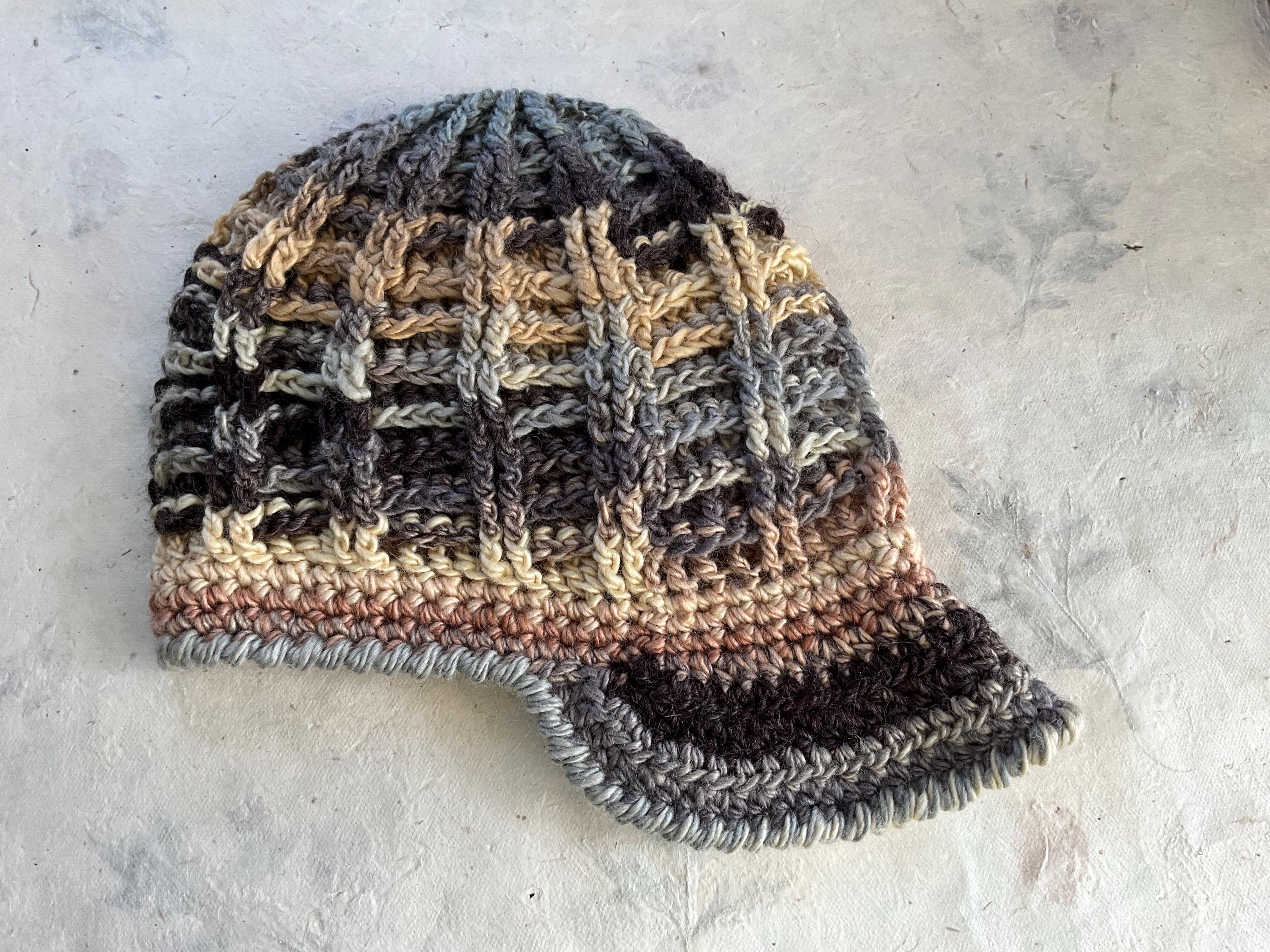 Crochet Hat With Ridgeline Details, Knitted Beanie With Brim, Newsboy ...