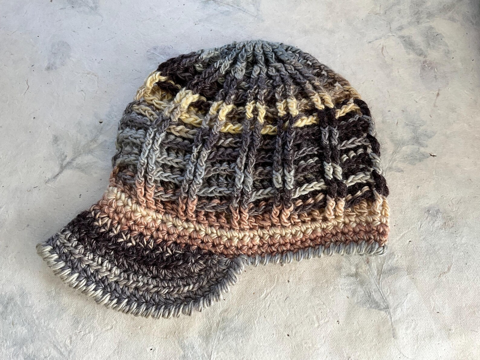 Crochet Hat With Ridgeline Details, Knitted Beanie With Brim, Newsboy ...