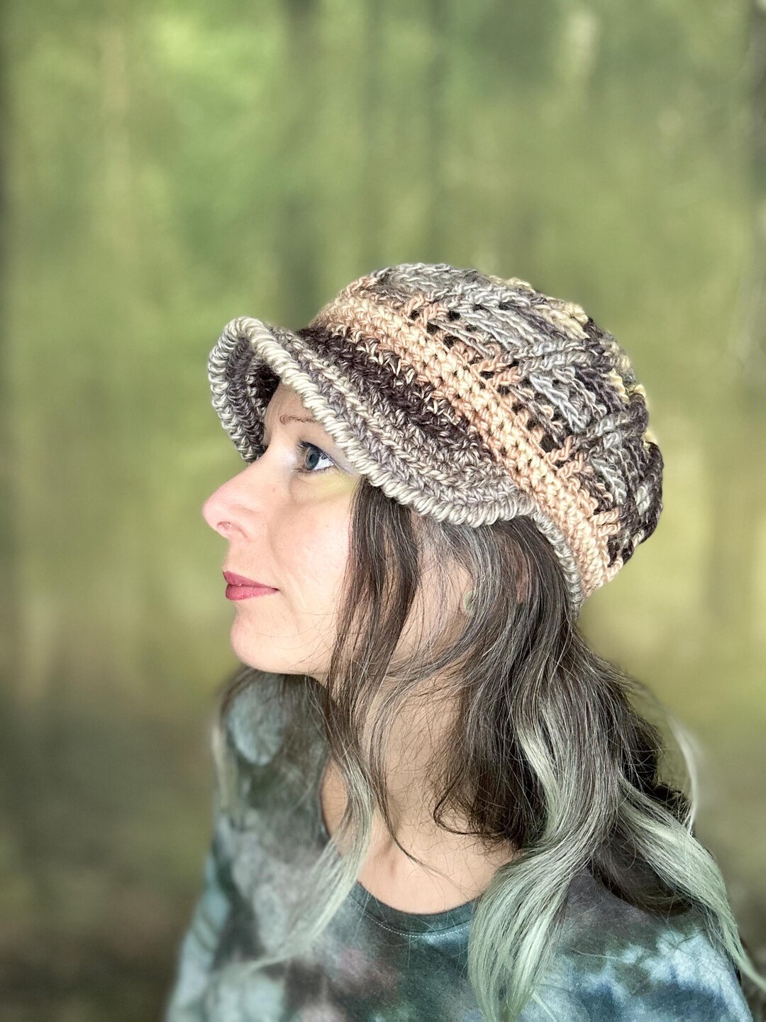 Crochet Hat With Ridgeline Details, Knitted Beanie With Brim, Newsboy ...