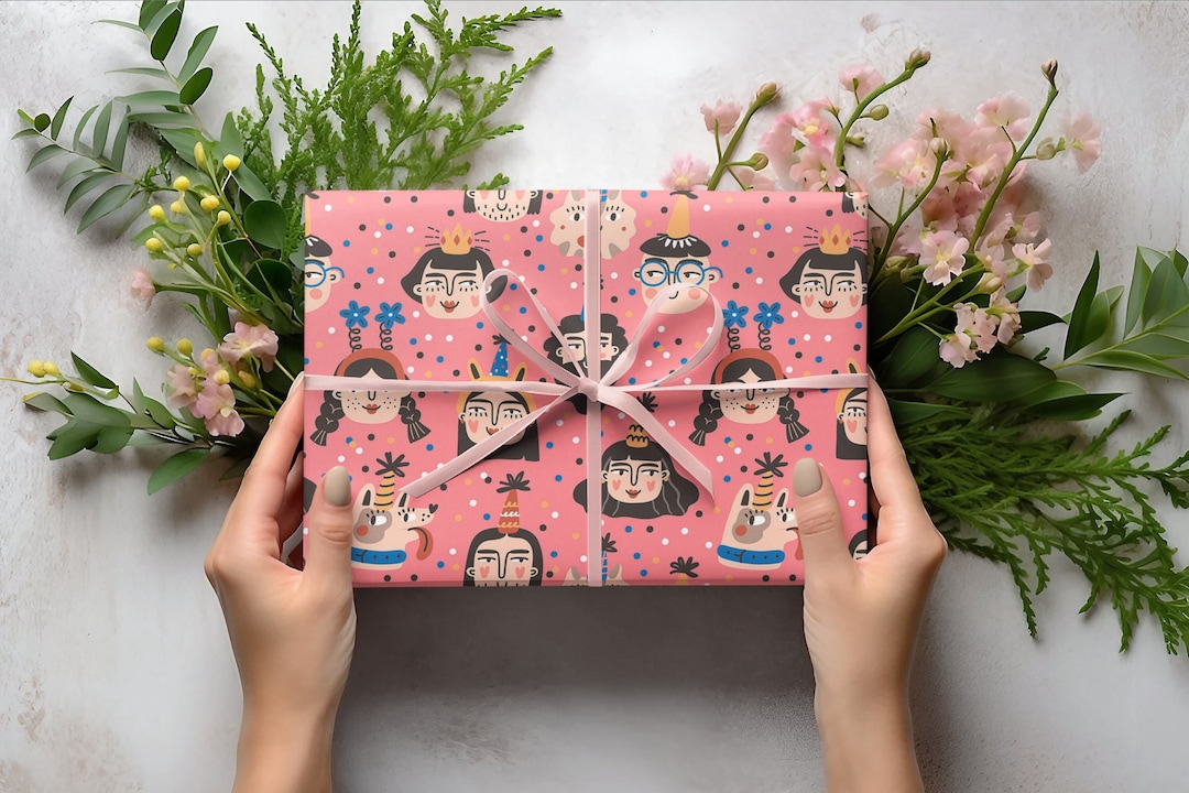 Happy Birthday Gift Wrap, Birthday Party Gift Wrapping Paper, Pink ...