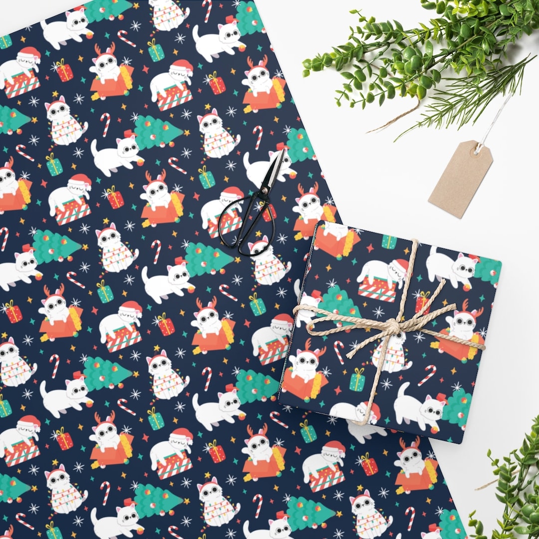Cat Christmas Wrapping Paper Christmas Gift Wrap Holiday - Etsy