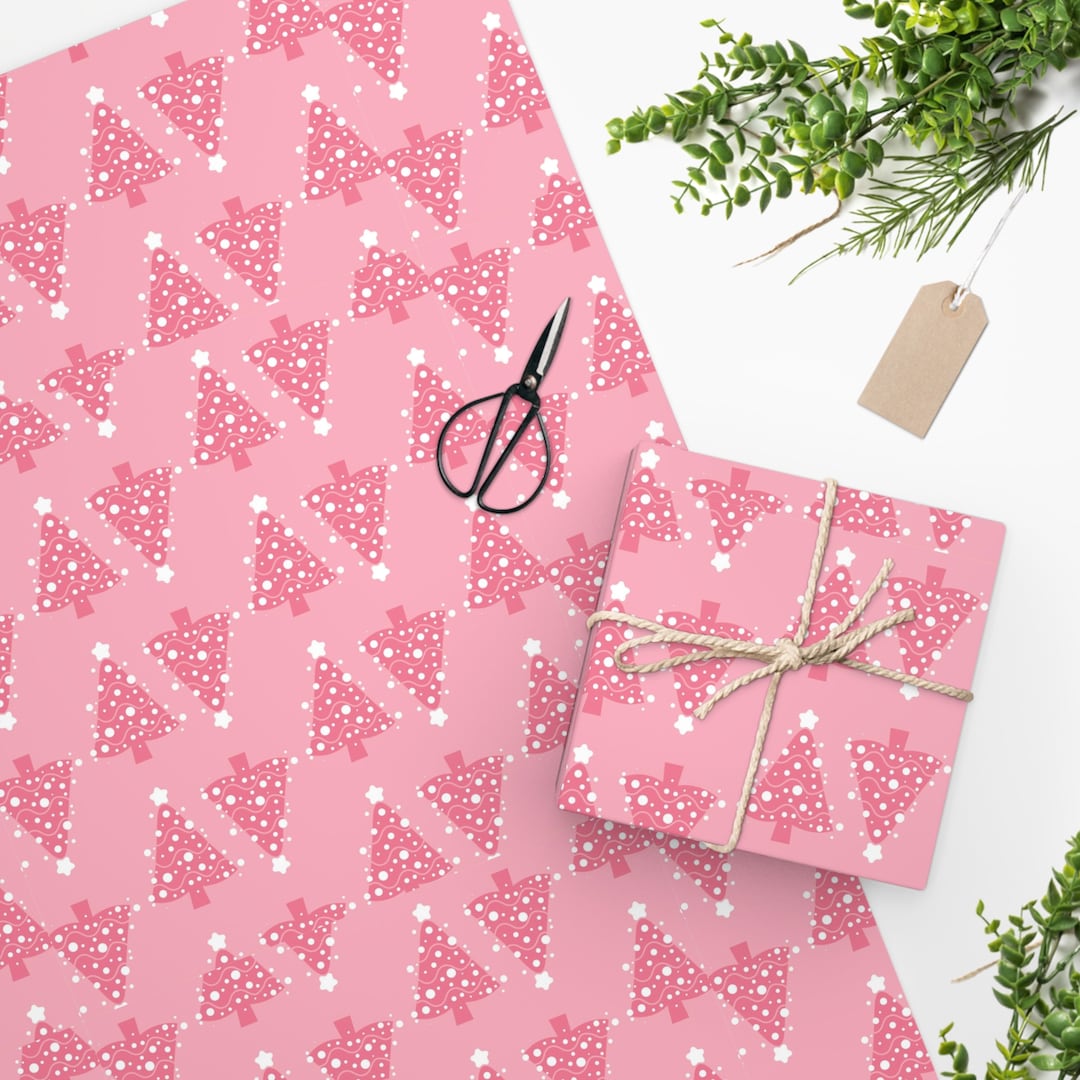 Pink Wrapping Paper Pink Christmas Tree Wrapping Paper - Etsy