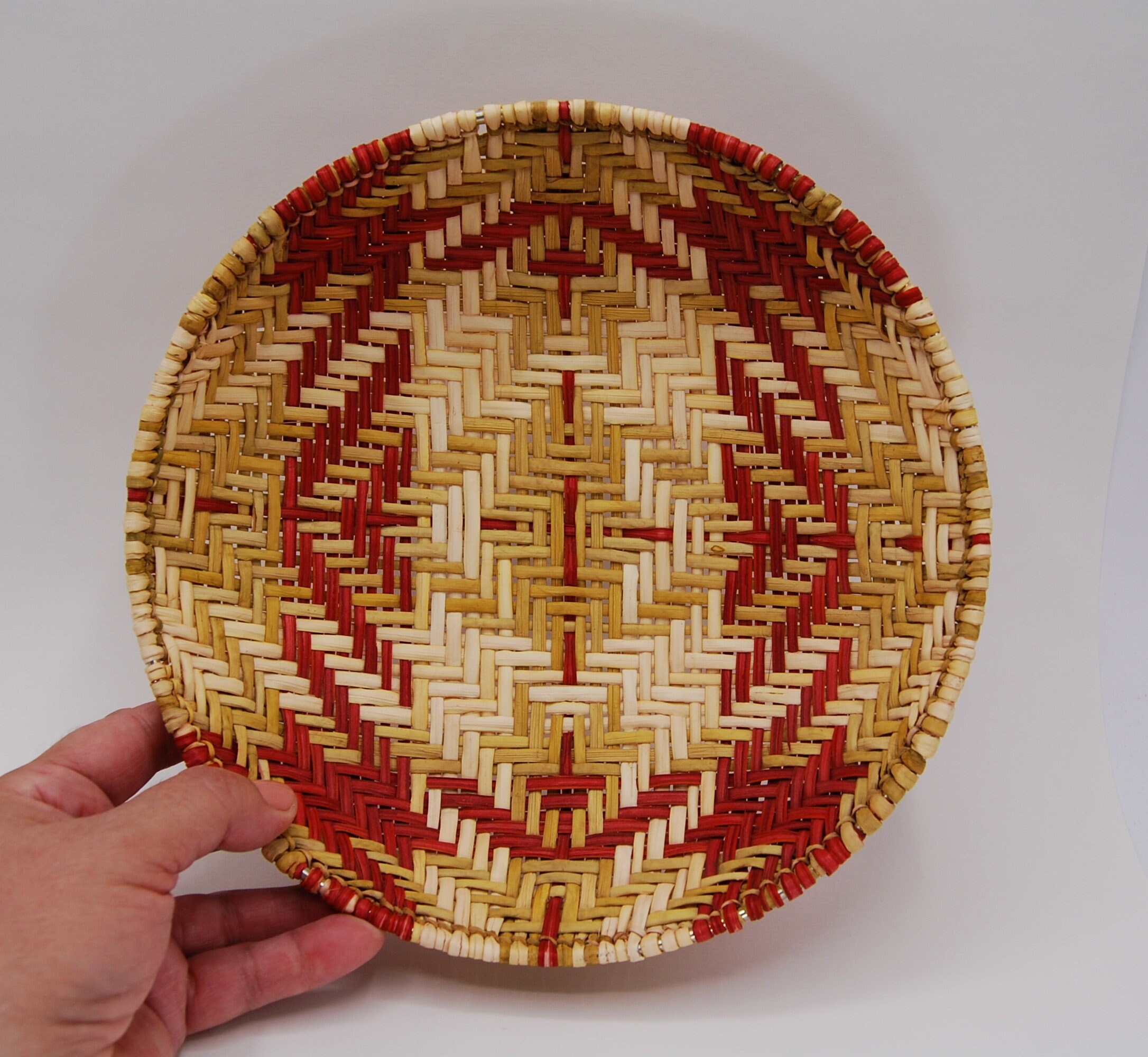 Hopi Sifter Basket Tray Geometric Round Red Natural Ochre - Etsy