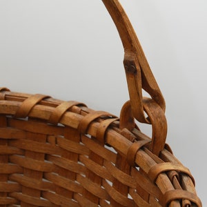 Antique NE Basket Split Oak Swing Handle Notched Lashed Large Patina ...