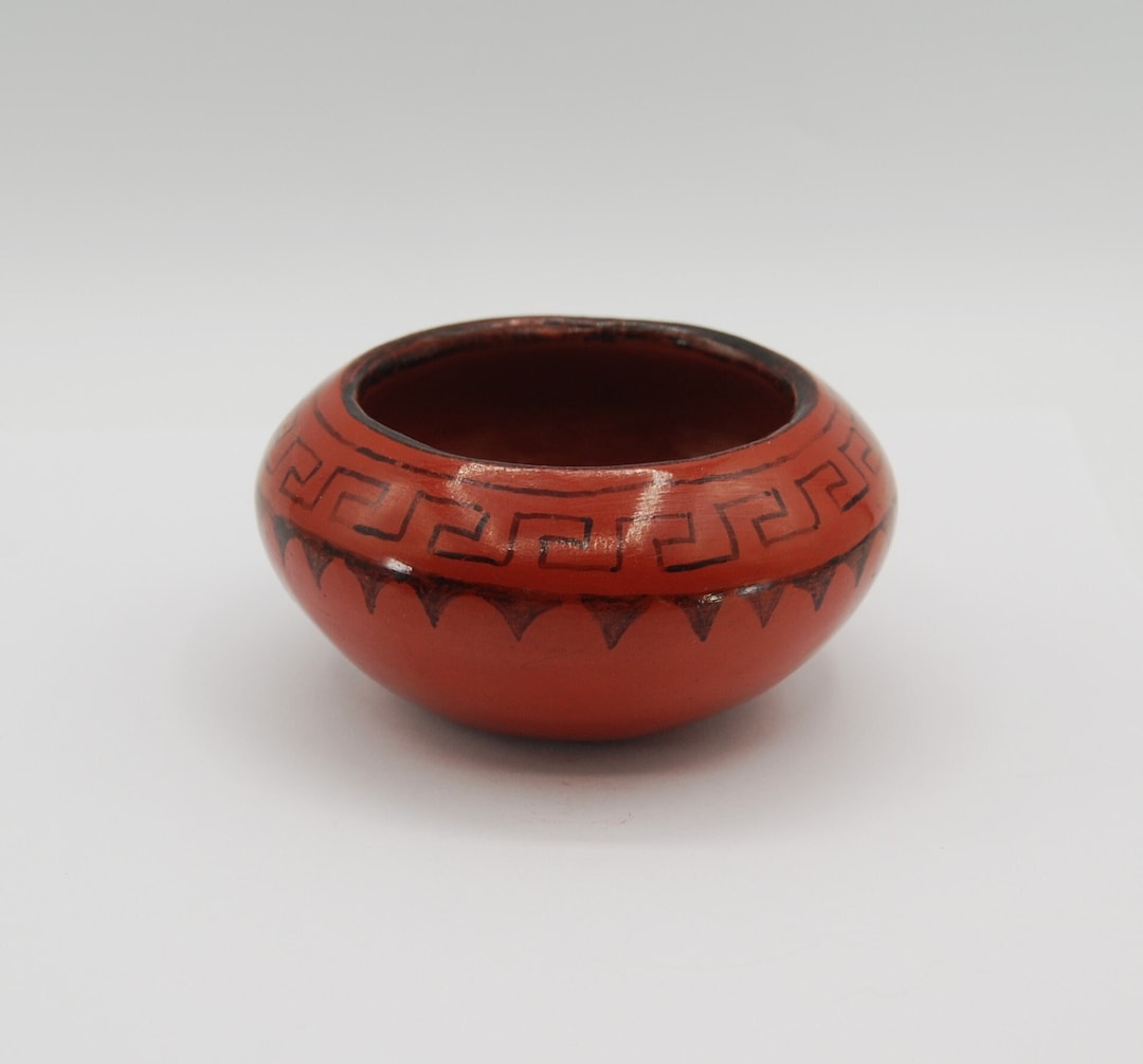 Antique Maricopa Bowl Piipaash Redware Pottery Black Geometric ...