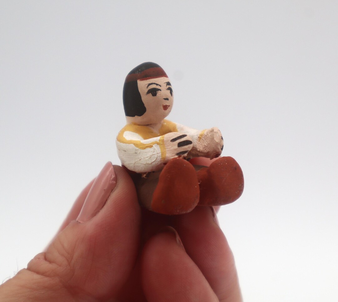 Mini Zuni Figure Storyteller Pottery Clay Child Male Polychrome 1.25" H ...