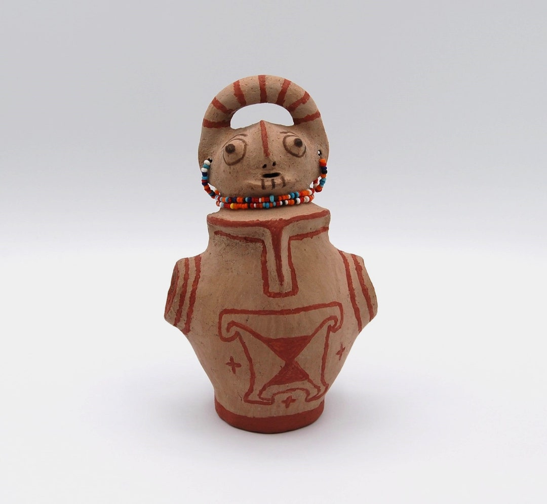 Maricopa Pottery Effigy Vessel Single Head Piipaash Pee Posh - Etsy