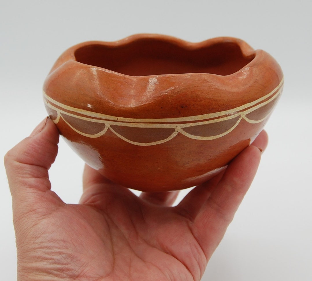 Historic Santa Clara Redware Pot Cloud Design Grey Buff Linework ...