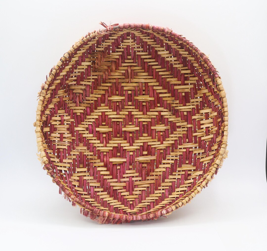 Hopi Sifter Basket Purple Round Traditional Natural Plaited Geometric ...