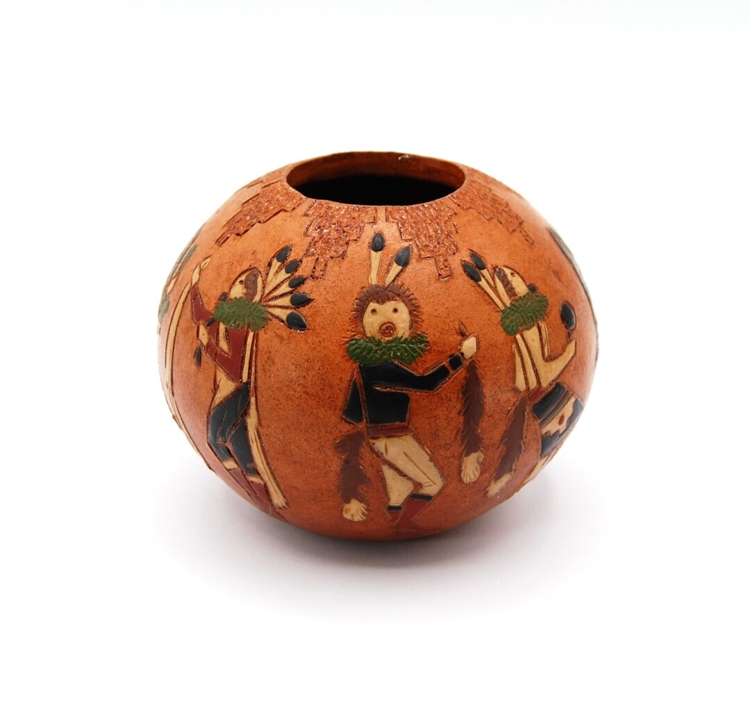 Pitch Sealed Navajo Diné Pot Yei Dancers Polychrome Nancy Ann Chilly ...