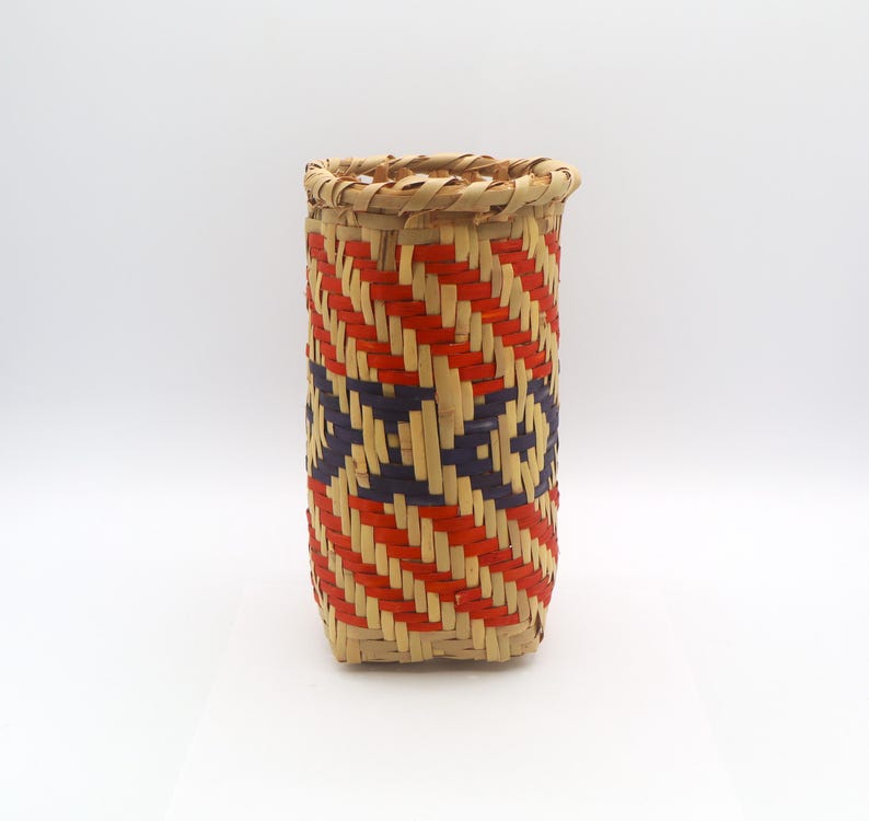 Choctaw Basket Rivercane Patriotic Red Natural Blueblack Polychrome 8. ...
