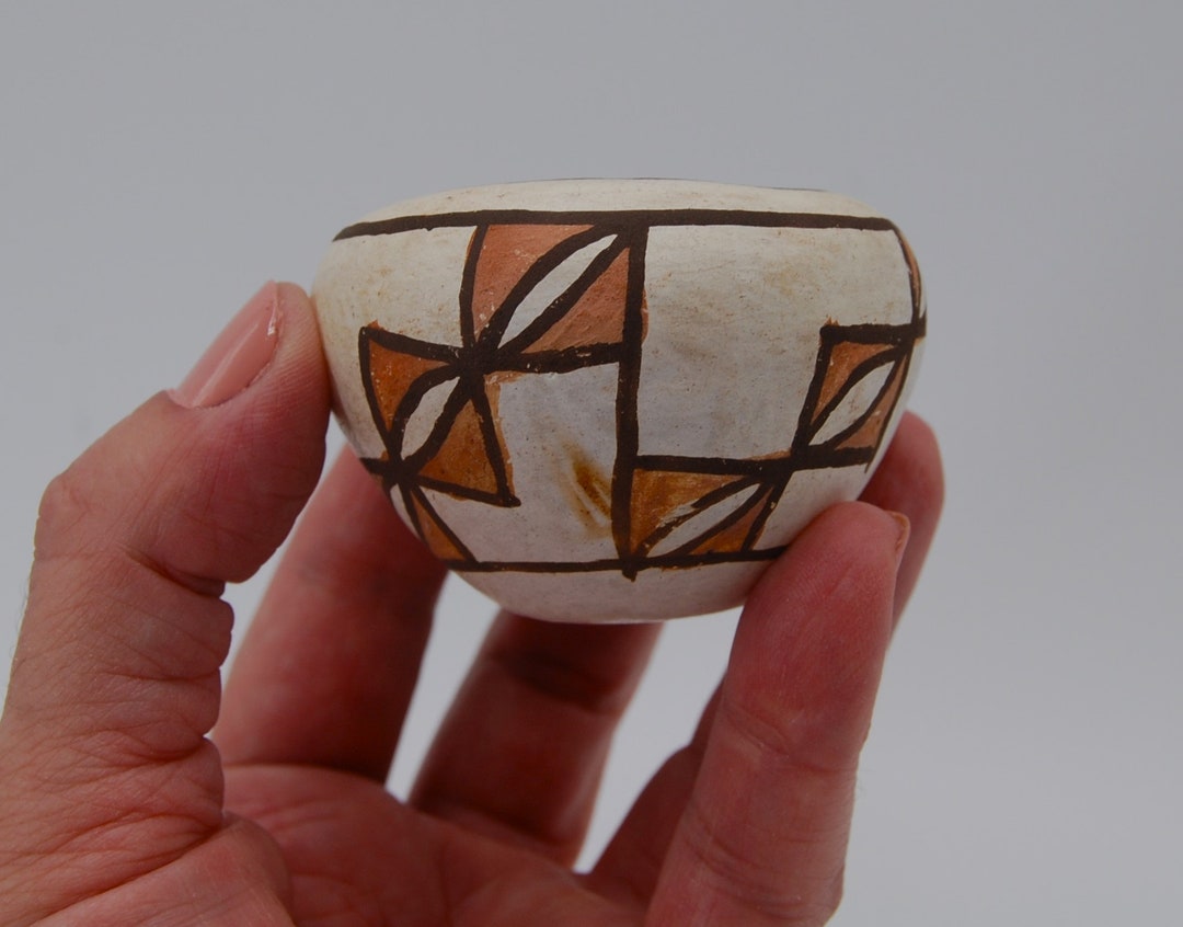 Historic Mini Acoma Olla Pot Polychrome Geometric Designs Unsigned PM5 ...