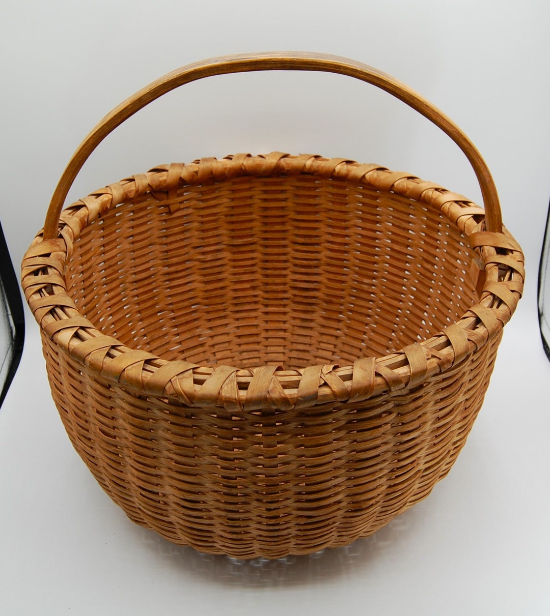 Antique Taghkanic Taconic Basket Bushwacker Oak Fixed Handle Notched ...