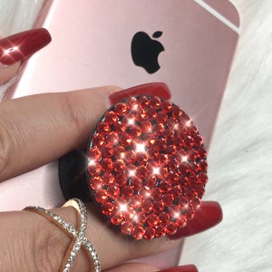Bling Red Swarovski POPSOCKET Custom Handmade Swarovski Crystal Phone ...