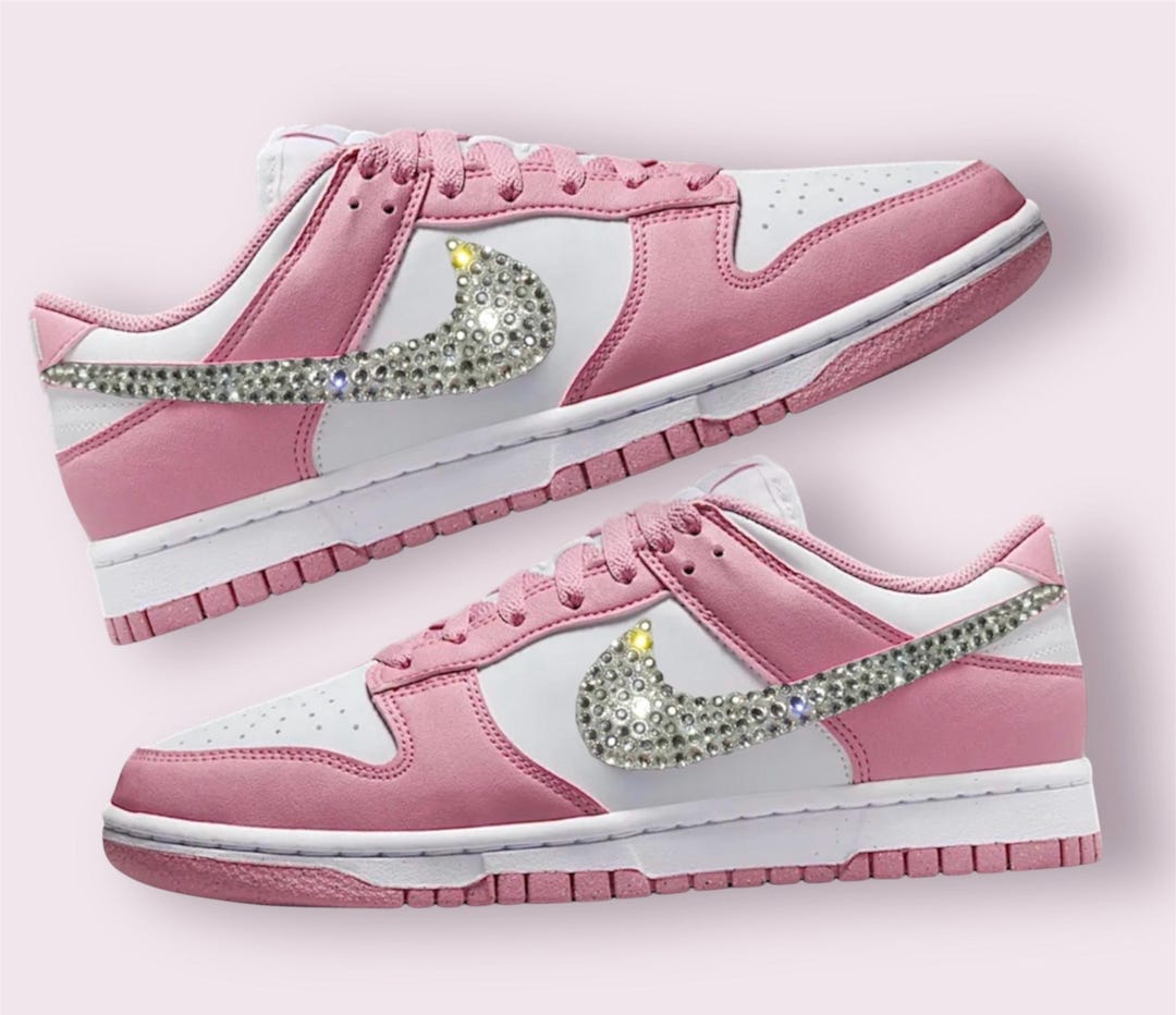 Pink Dunk Custom Swarovski Crystal Shoes Bling Sneakers Rhinestone Pink ...
