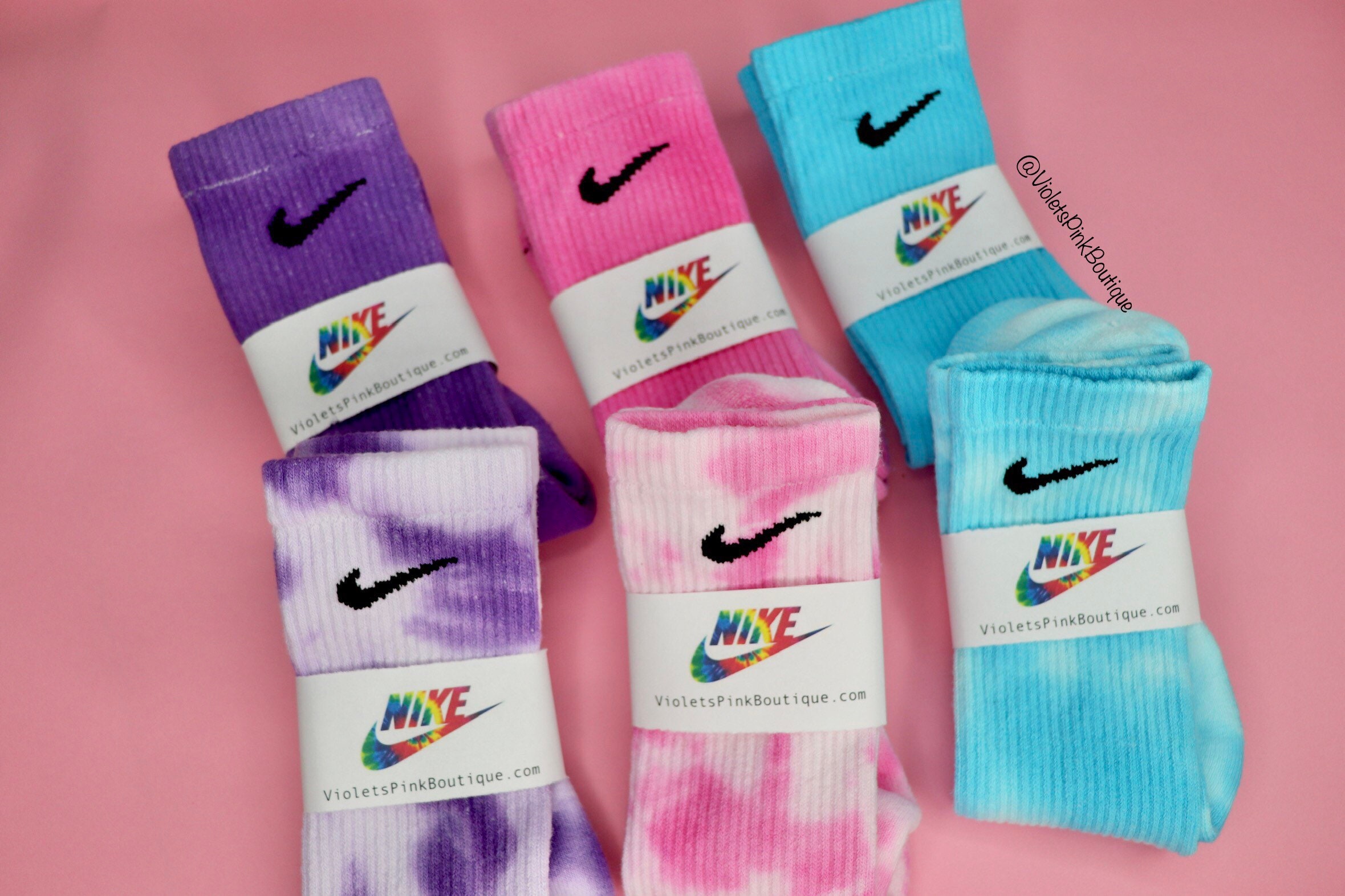 Nike Custom Color Socks in Pink Purple or Blue Custom Dye - Etsy