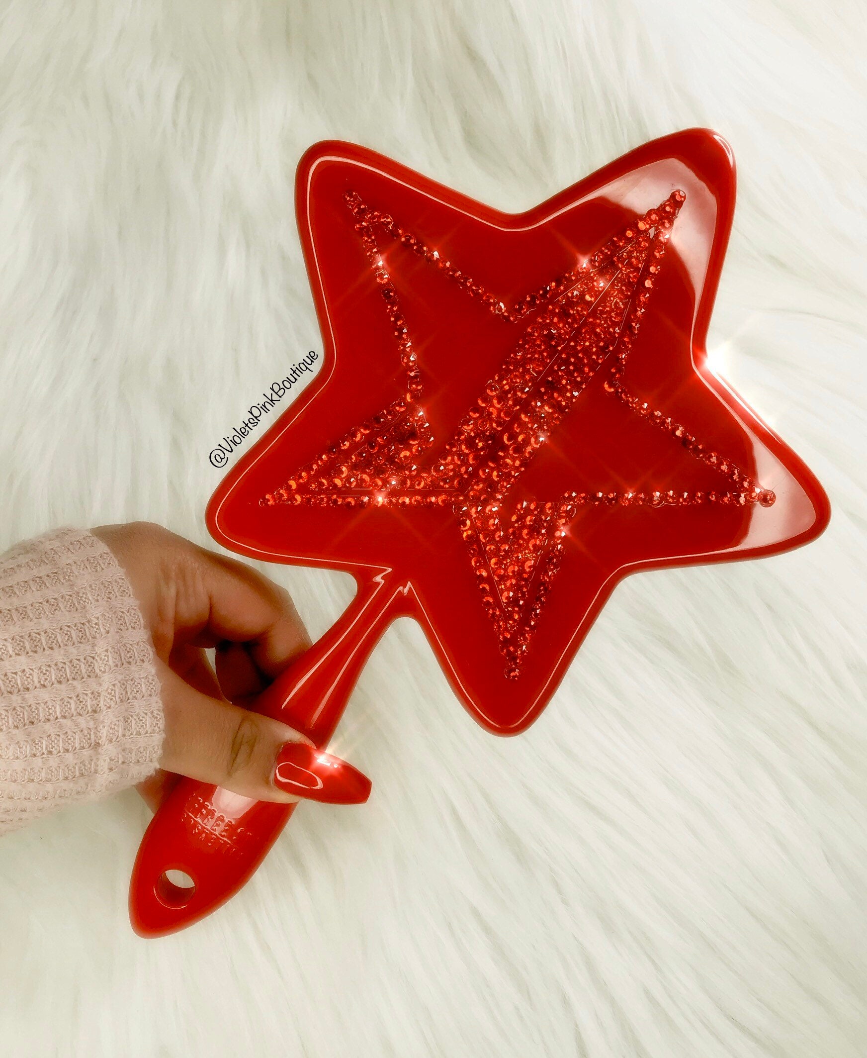 Swarovski Crystals Custom Jeffree Star Blinged Hand Mirror Red | Etsy