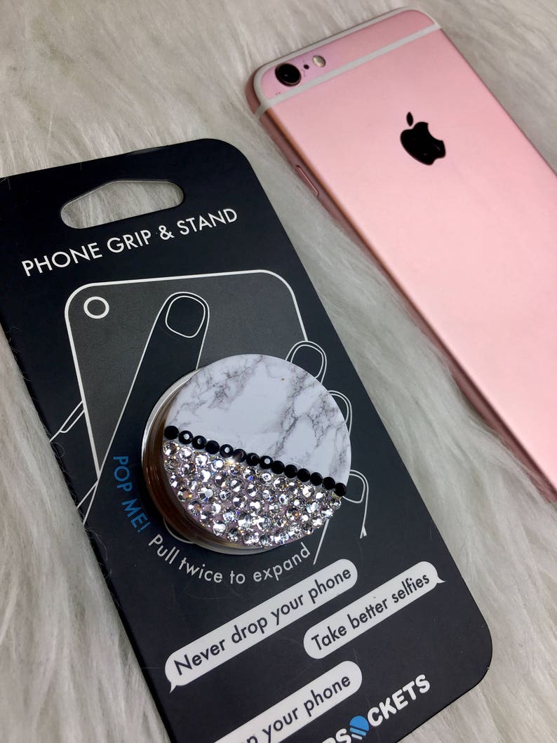 Swarovski Crystal Marble Print Bling PopSocket Cell Phone Grip | Etsy