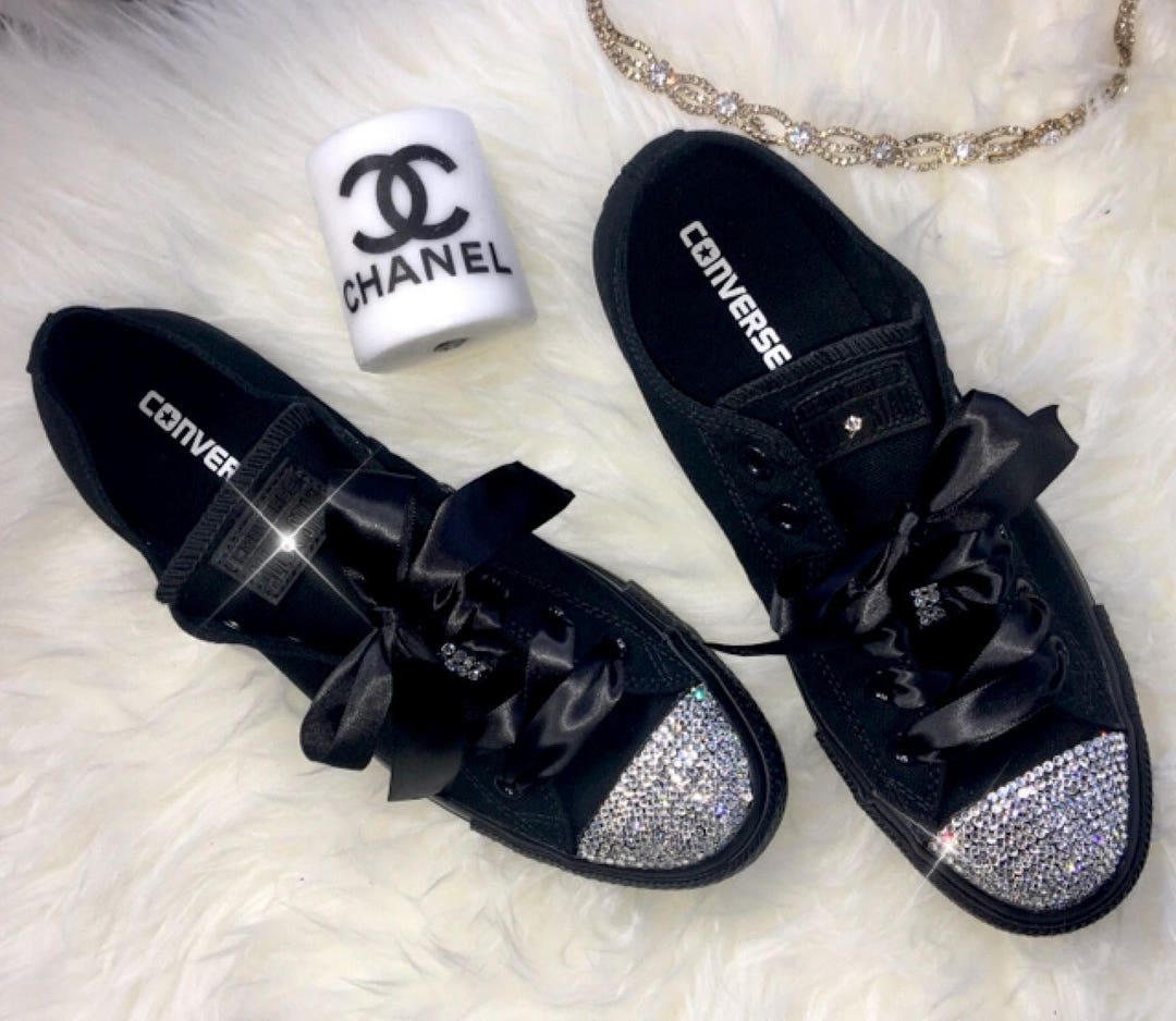Swarovski Crystal Custom Converse in Black With Beautiful Swarovski ...