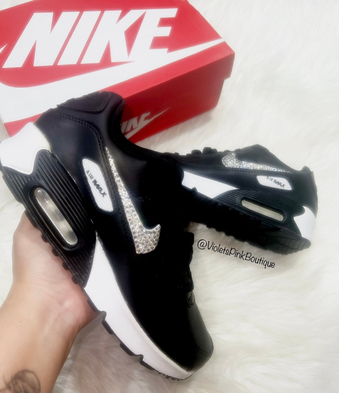 Bling Nike Air Max 90 Women's/ Girl's Custom Sneakers Gift Ideas Women ...