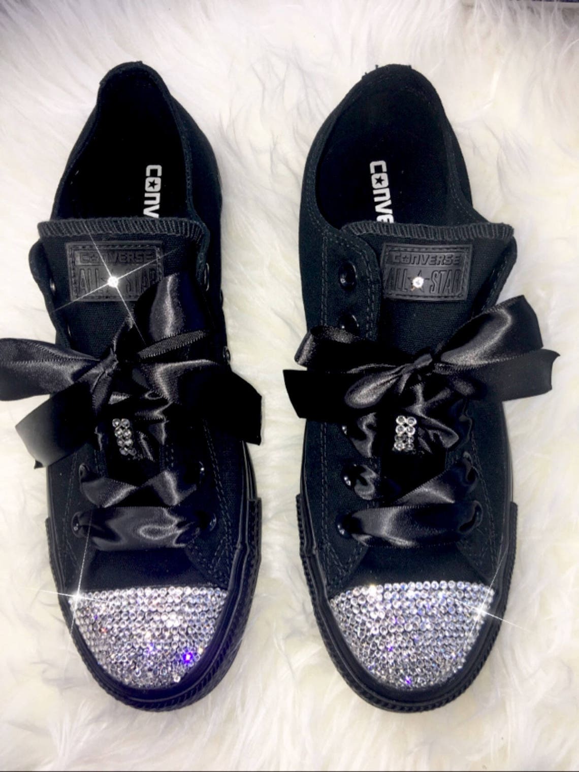 Swarovski Crystal Custom Converse in Black With Beautiful | Etsy