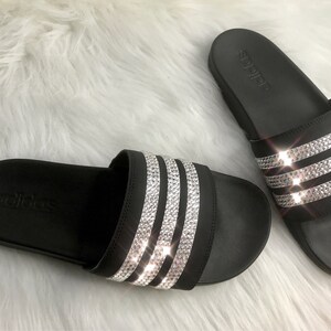 Bling Adidas Slides Swarovski Crystal Women's Custom Slides - Etsy