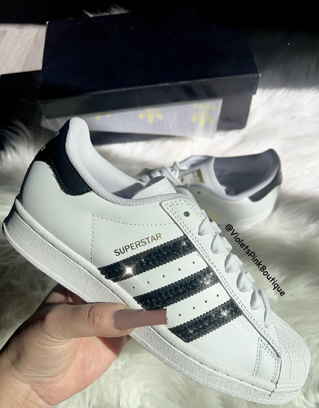 Custom Adidas Superstar Originals With Swarovski Crystals BLING Women’s ...