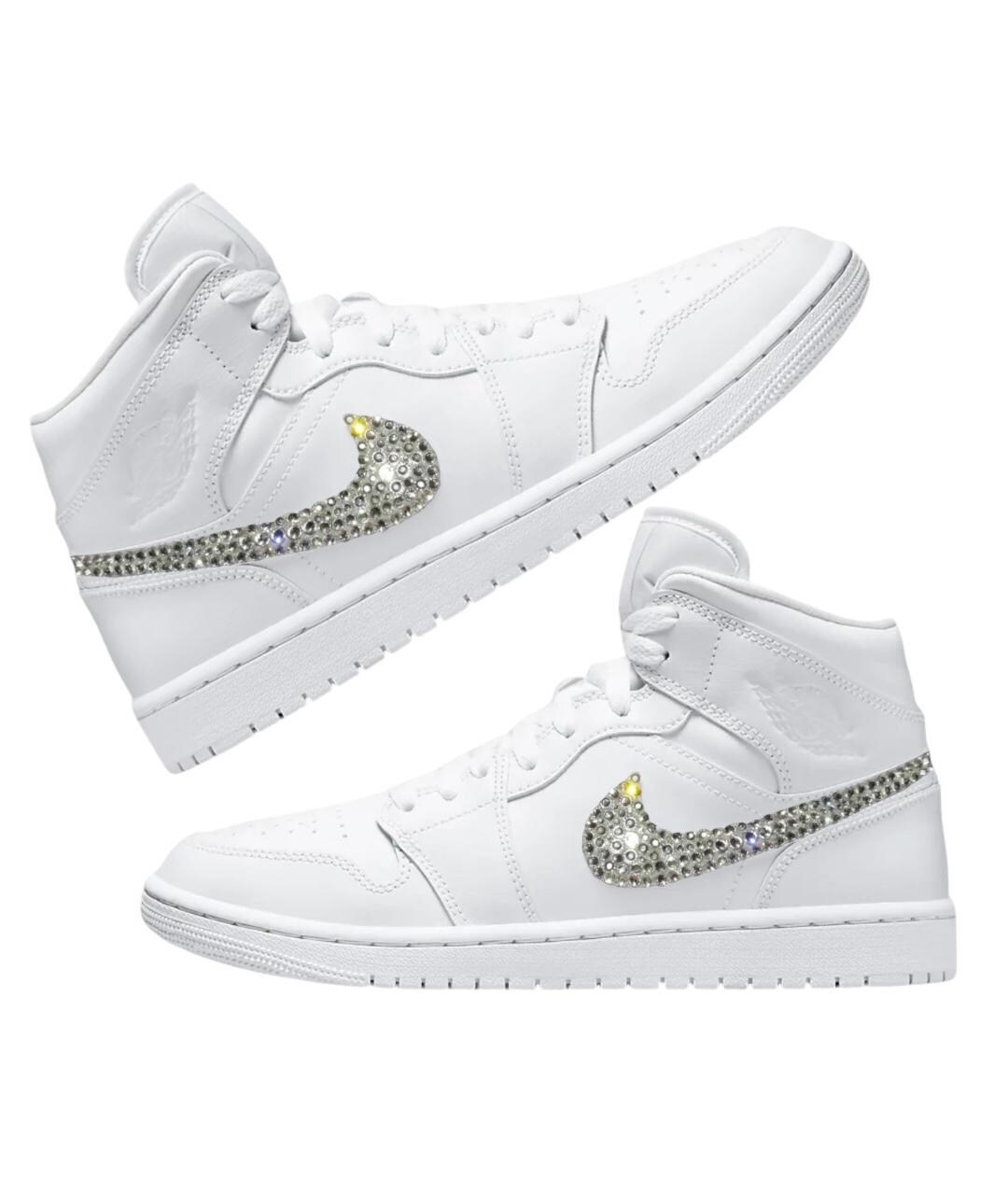 Custom Jordan 1 Mid Bling Swarovski Crystal Women Sneakers - Etsy