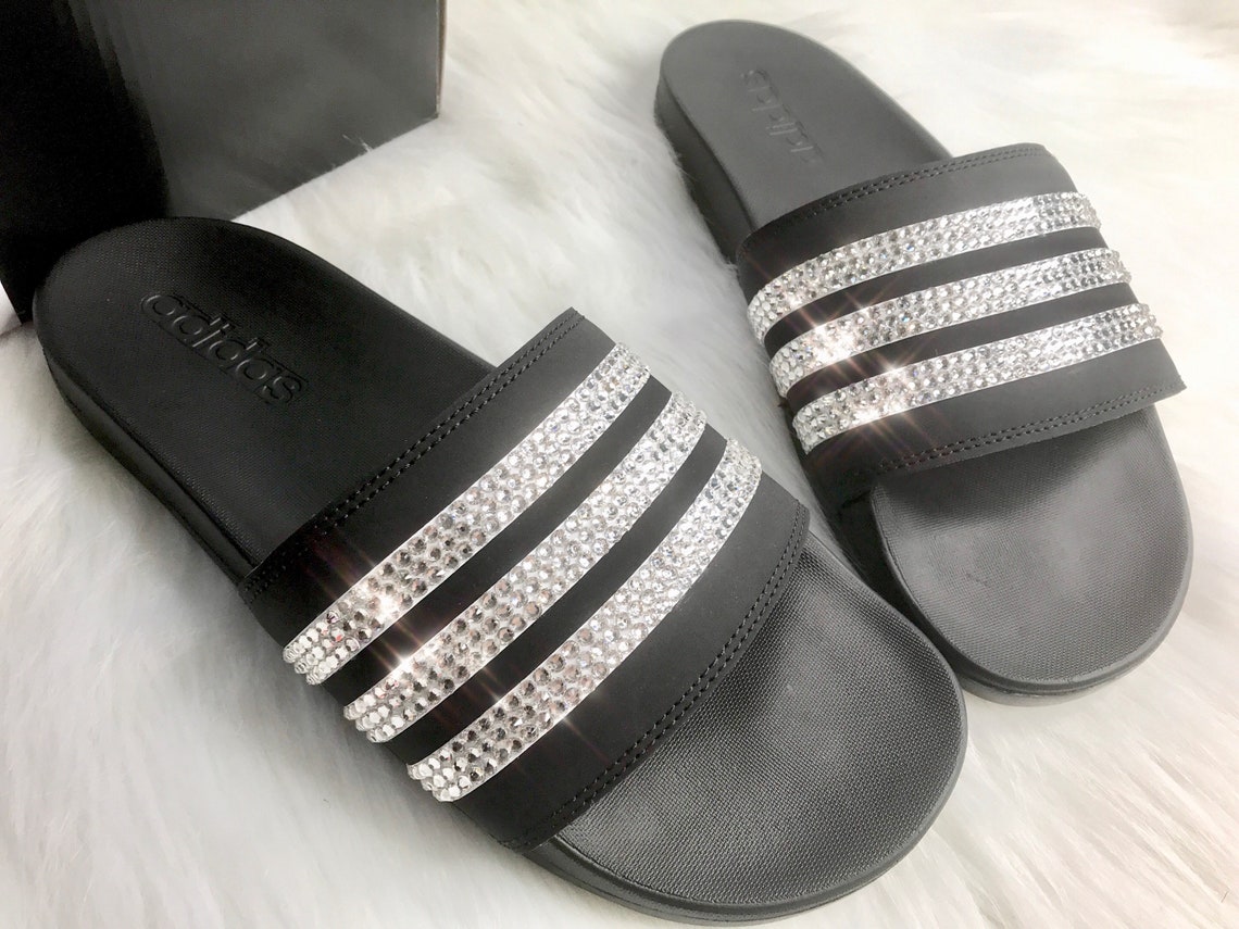 Bling Adidas Slides Swarovski Crystal Women's Custom - Etsy