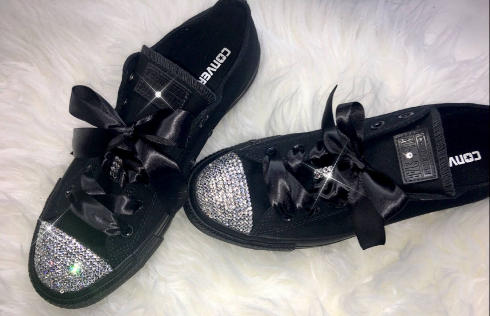 Swarovski Crystal Custom Converse in Black With Beautiful - Etsy