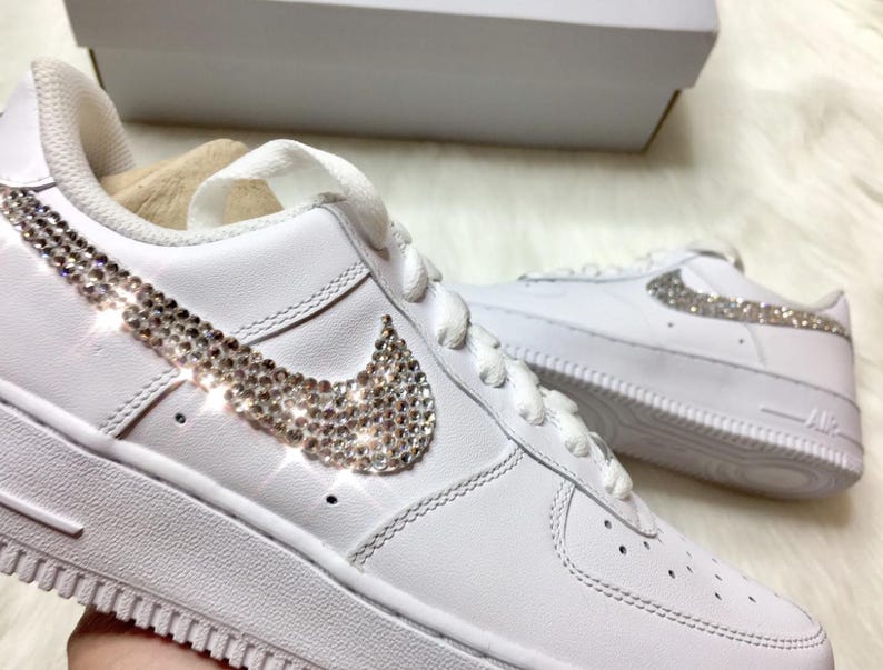 Women's Nike Air Force 1 With Swarovski Crystals White Bling Custom ...