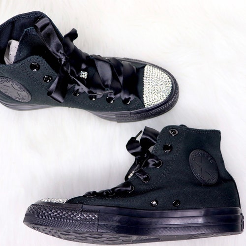 WOMEN'S Black/gold Bling Converse All Star Chuck Taylor - Etsy