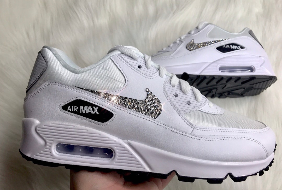 Swarovski Nike Bling Women's Air Max 90 Black/ White Bling Nike Shoes ...