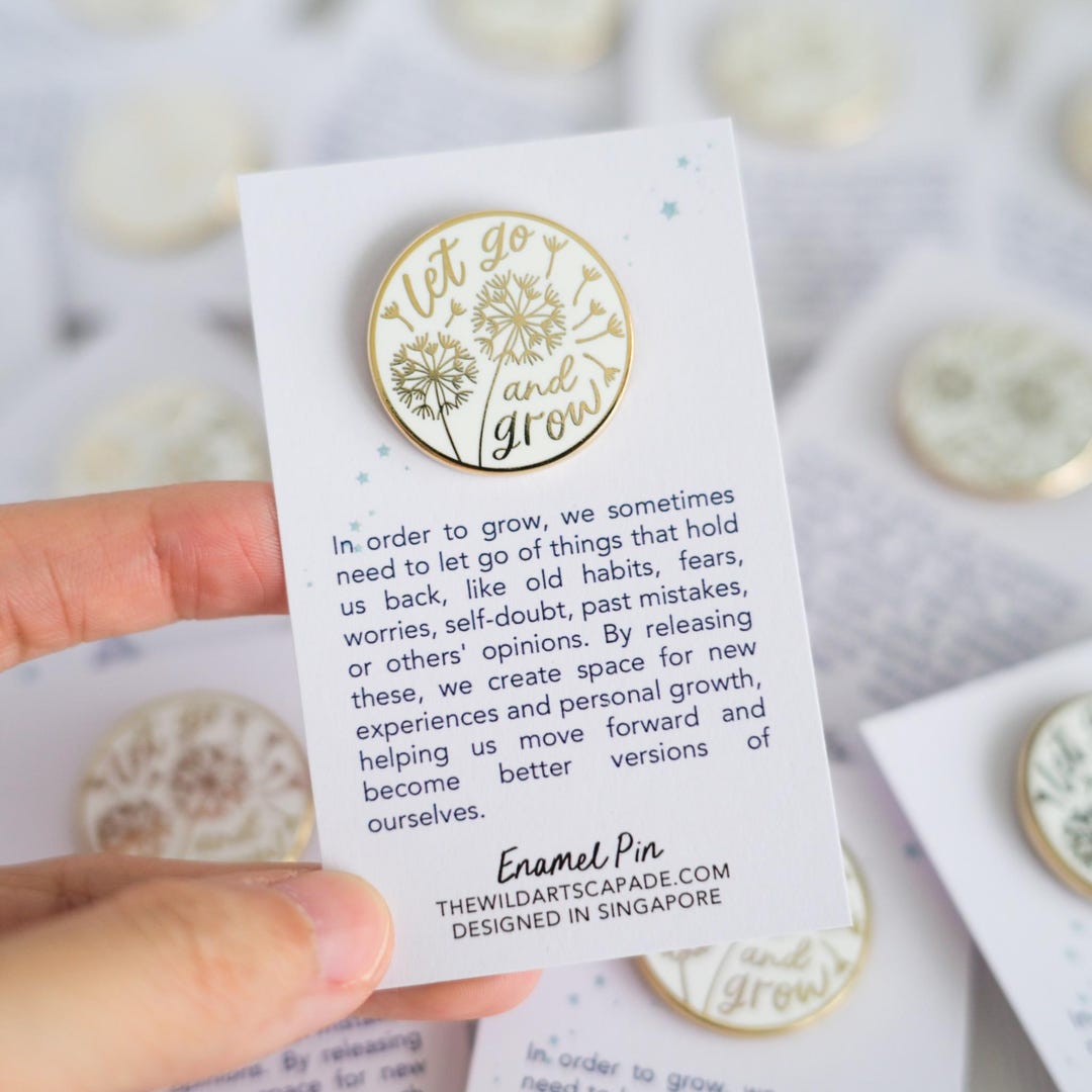 Let Go and Grow | Enamel Pin | Lapel Pin | Inspirational | Dandelion ...