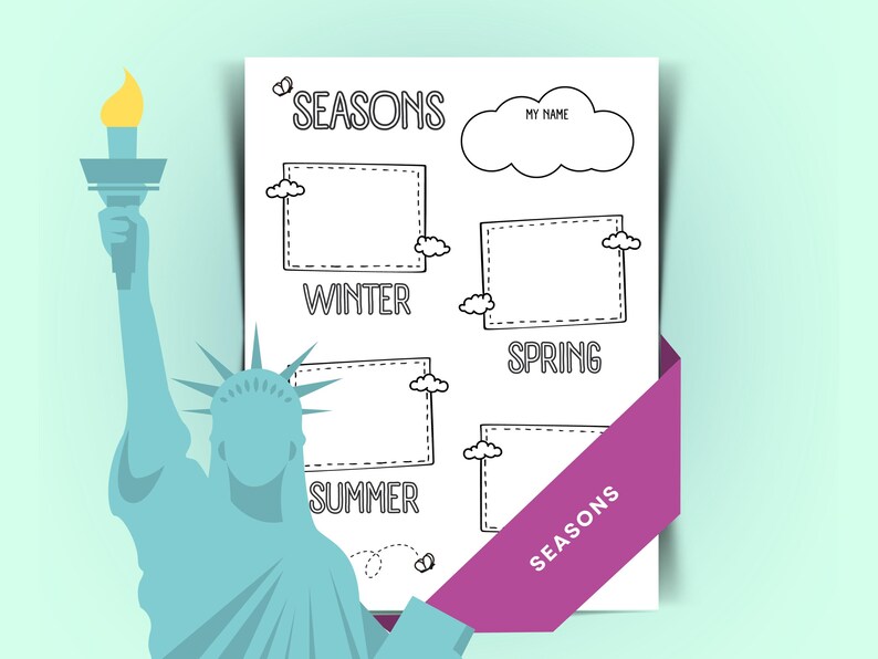 Four Seasons Drawing Creative Worksheet Grade School Homeschool ...