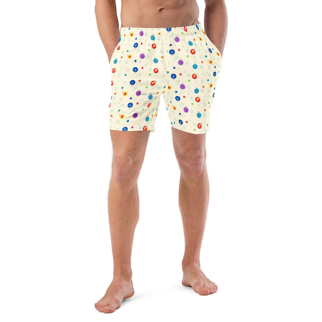Animated Christmas Bulb Men's Swim Trunks. Christmas Swim Trunks ...