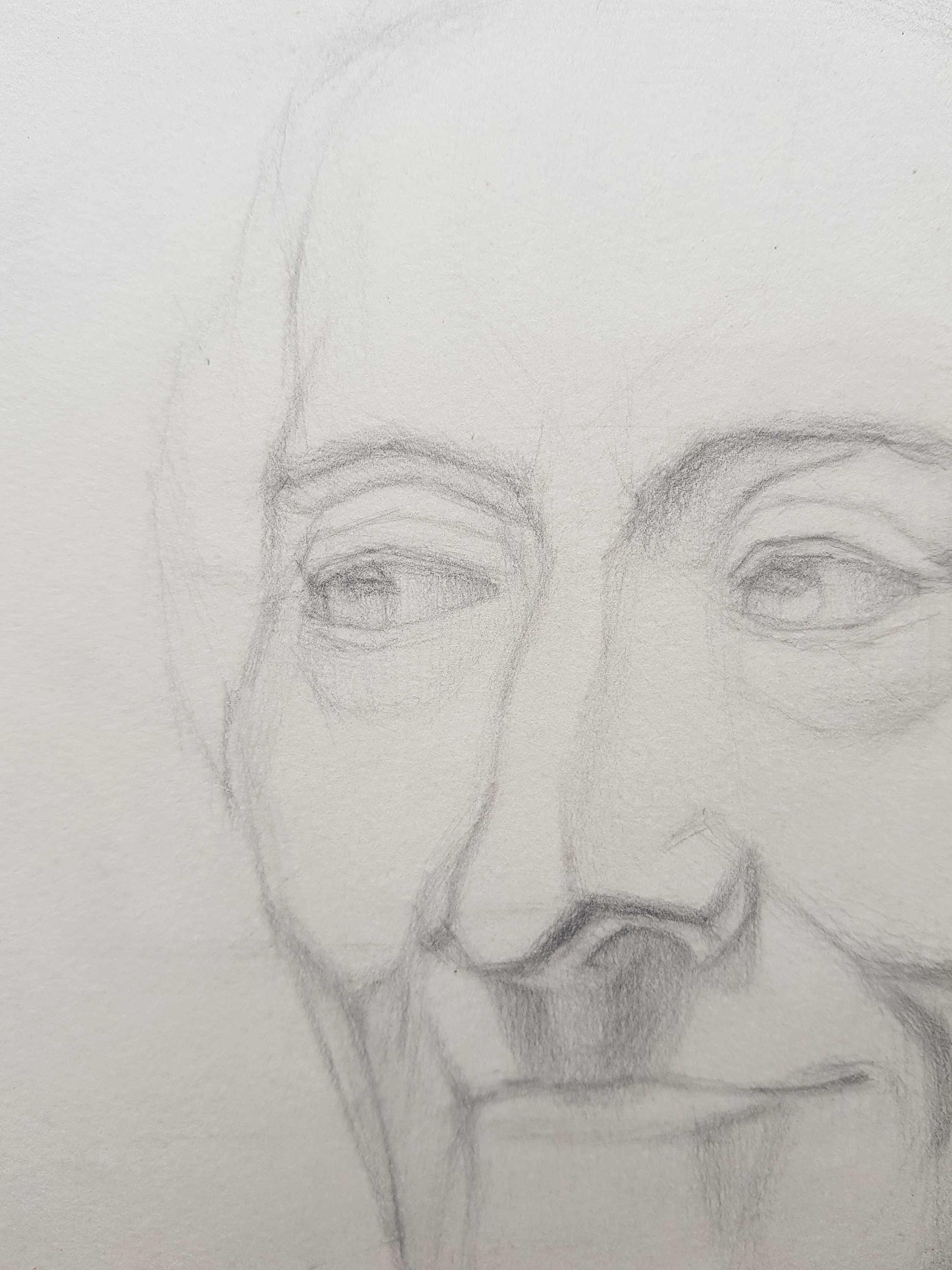 Vintage graphite pencil drawing plaster head Voltaire antique | Etsy
