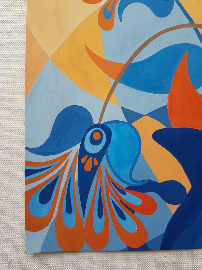 Original Gouache Paintingflowers Paintingmodern Wall - Etsy