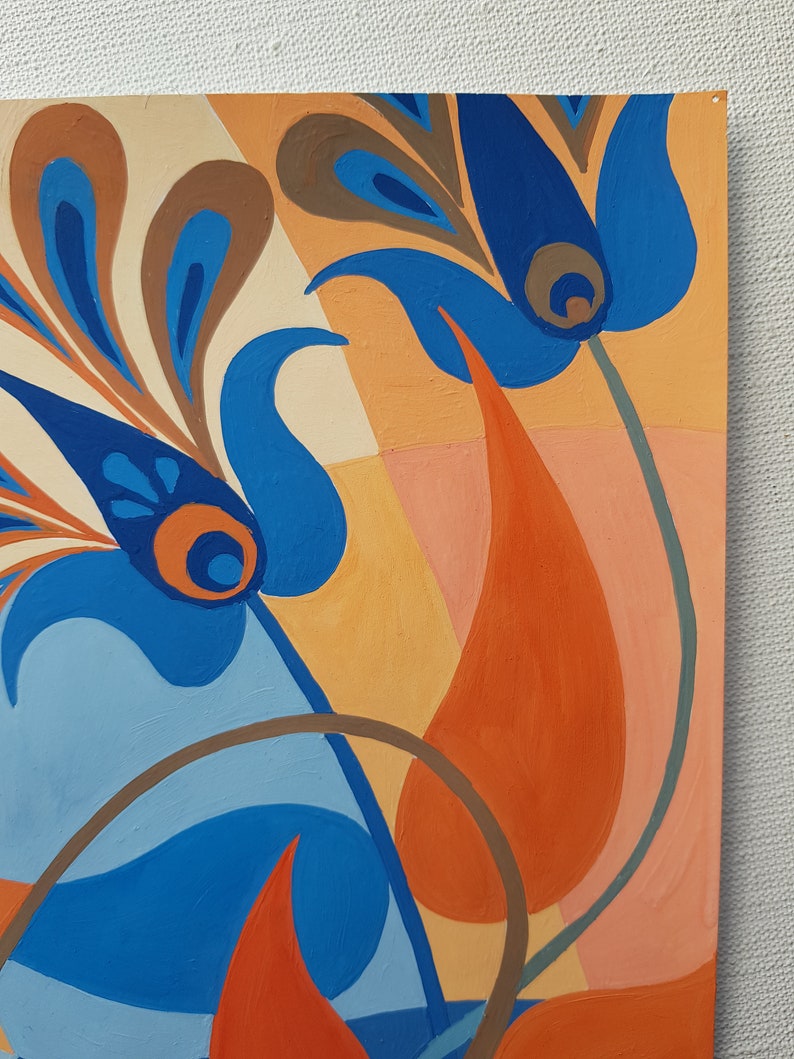 Original Gouache Paintingflowers Paintingmodern Wall - Etsy